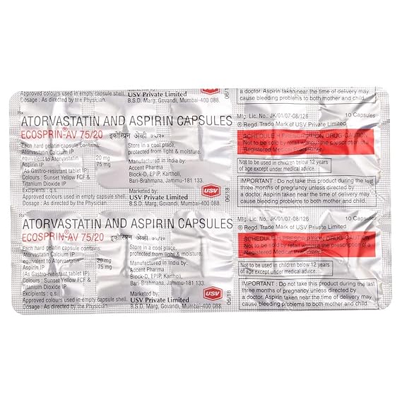 Ecosprin AV 75/20 - Strip of 10 Tablets: Amazon.in