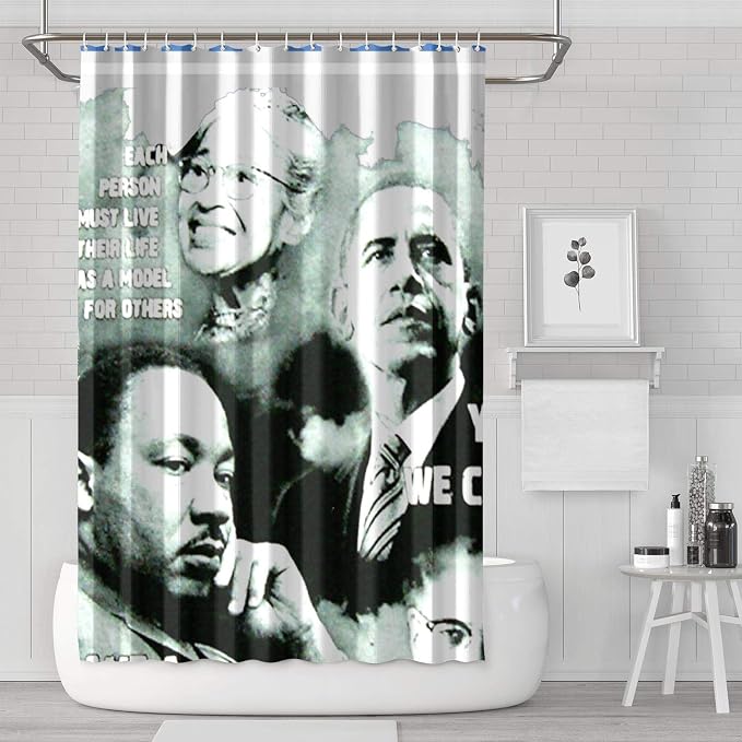 Black History Month Rosa Martin Obama Shower Curtain with Hooks Genuine ...