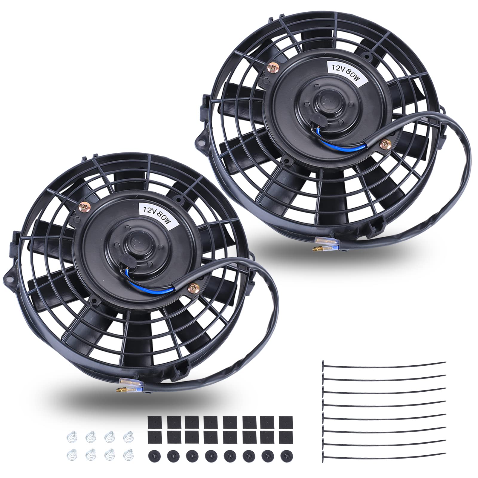 FGJQEFG 7 Inch Black Universal Slim Fan Push Pull Electric Radiator 12V ...