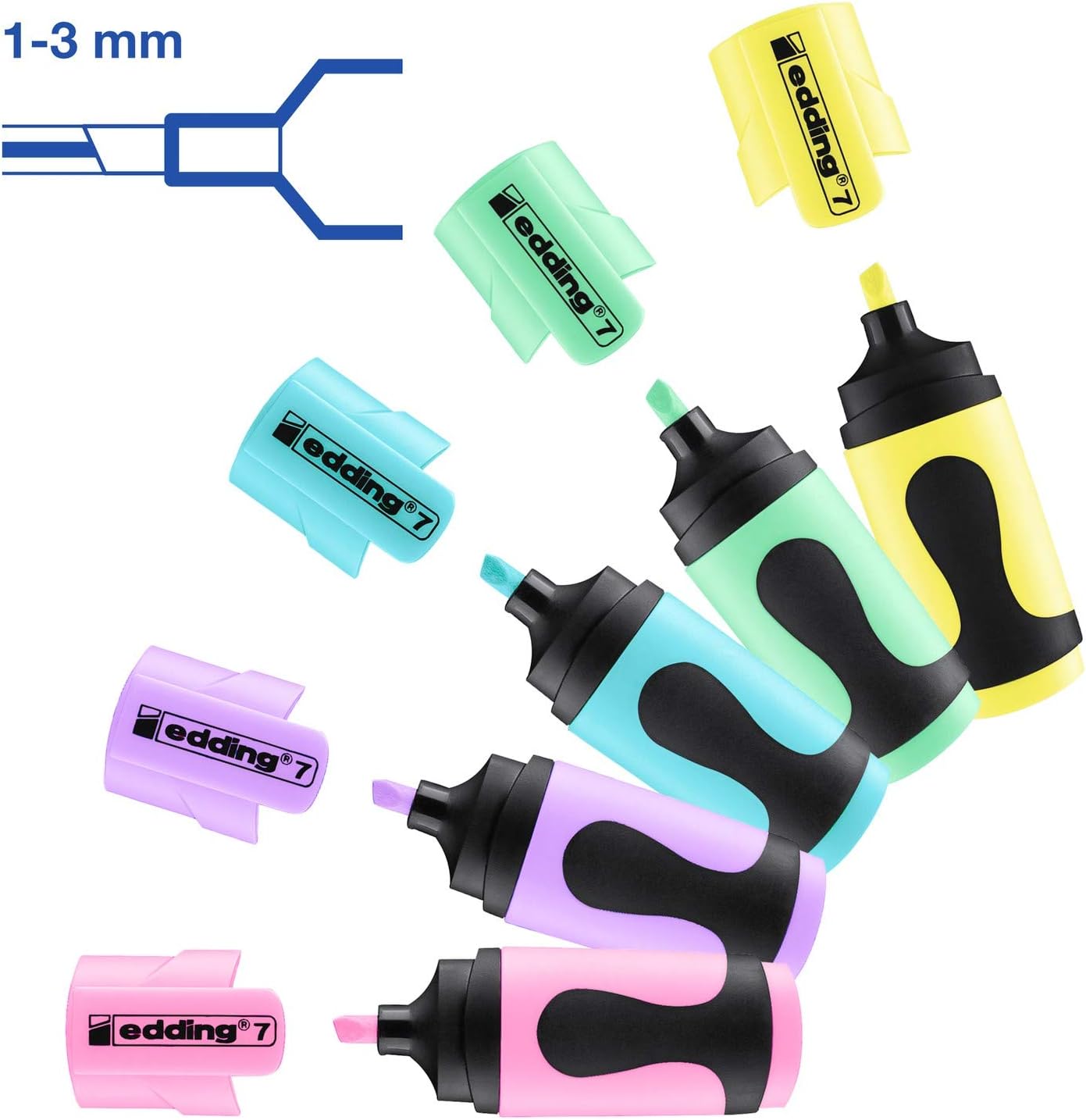 edding 7 - Textmarker Mini - Pastell Farben - Keilspitze - 5er Set ...