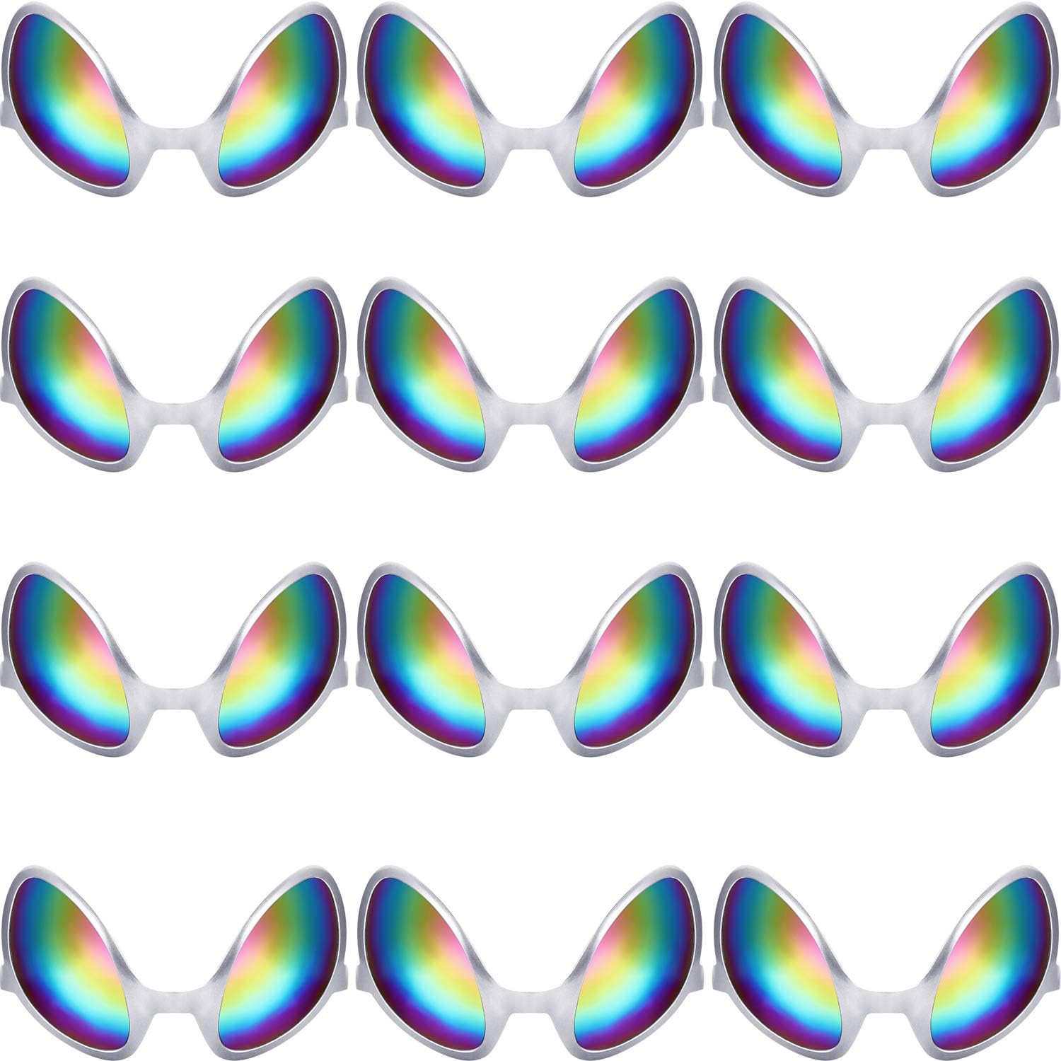 Amazon.com: 12 Pairs Alien Glasses Silver Alien Sunglasses Plastic ...