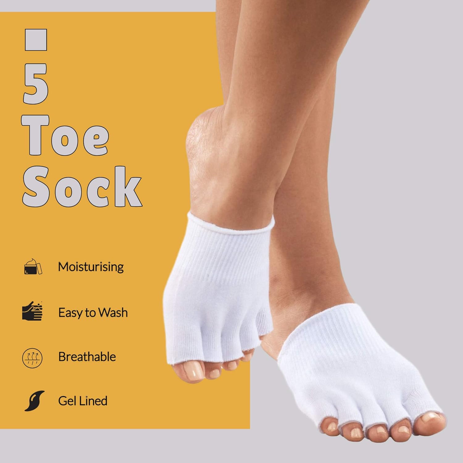 Medipaq® GEL Open Five Toe Socks – Cushion Your Feet – Moisturising to ...