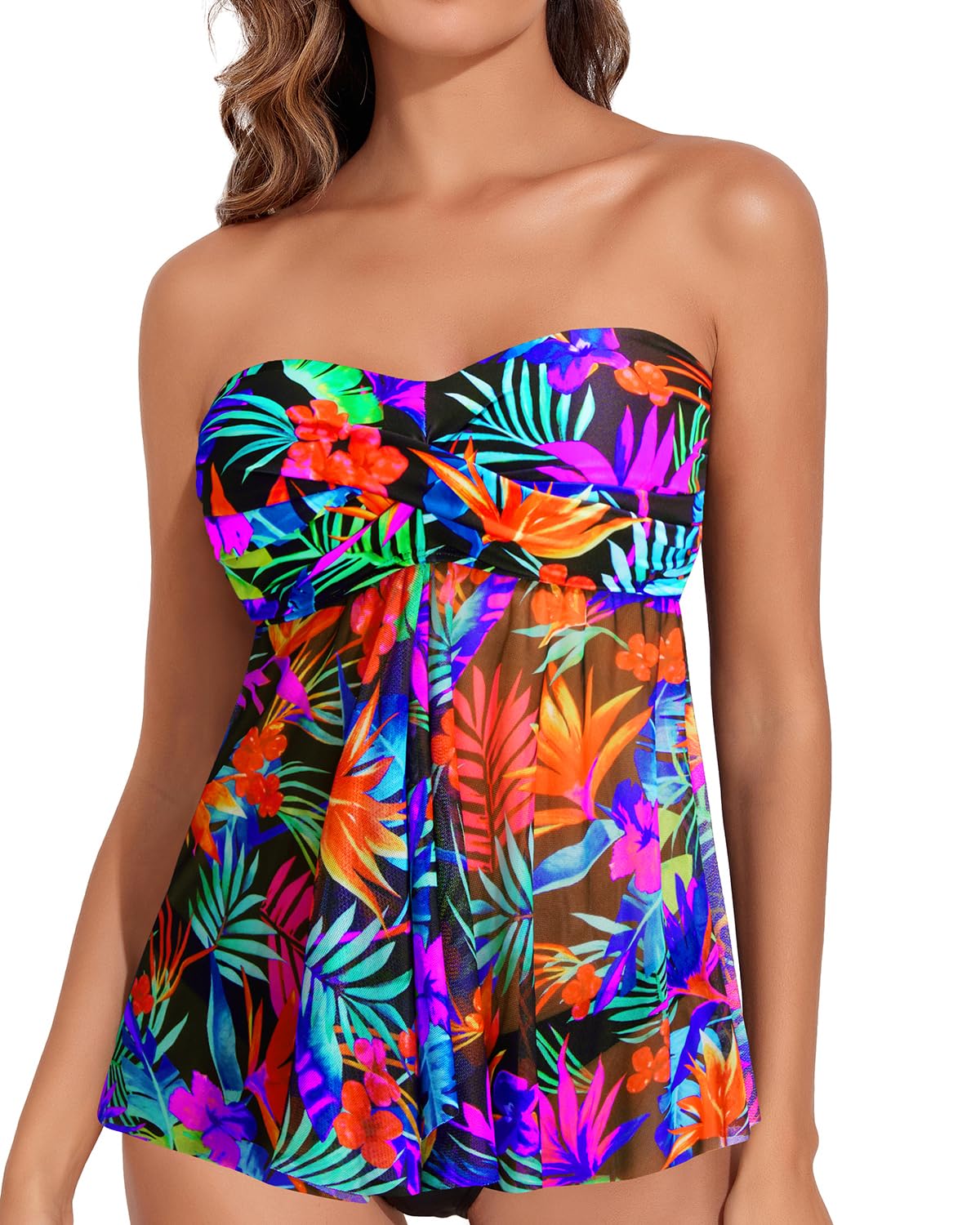 Talisea Women Bandeau Tankini Top Only Mesh Swimsuits Top Flyaway ...