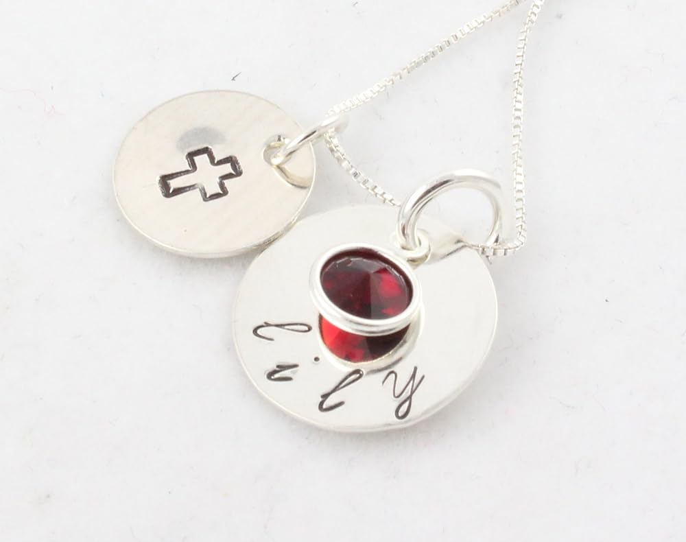 Amazon.com: Personalized Cross Birthstone Necklace - First Communion ...