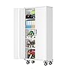 Atripark Metal Storage Cabinet with Wheels, 72" Black Garage Rolling ...