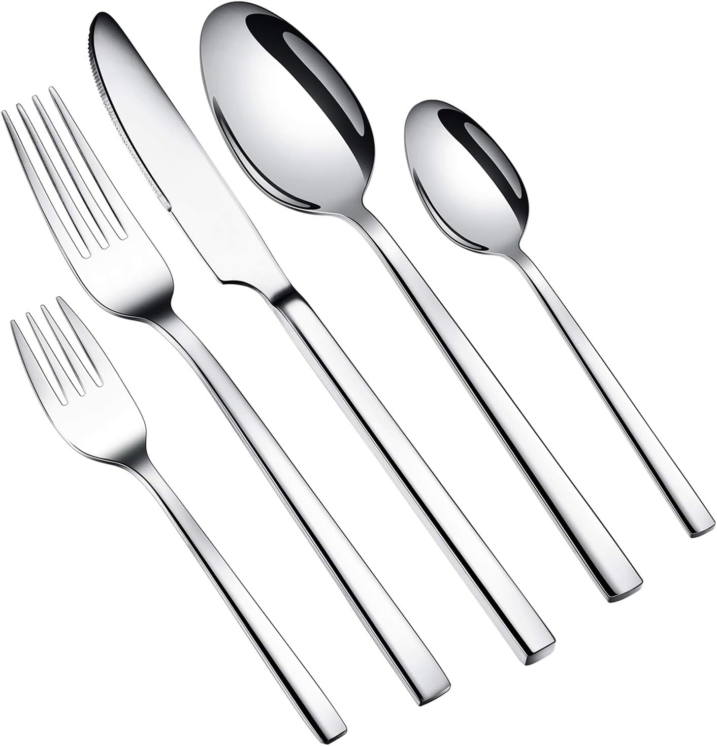 WUJO Cutlery Set, Stainless Steel Dinner Set, 30 Piece Flatware ...
