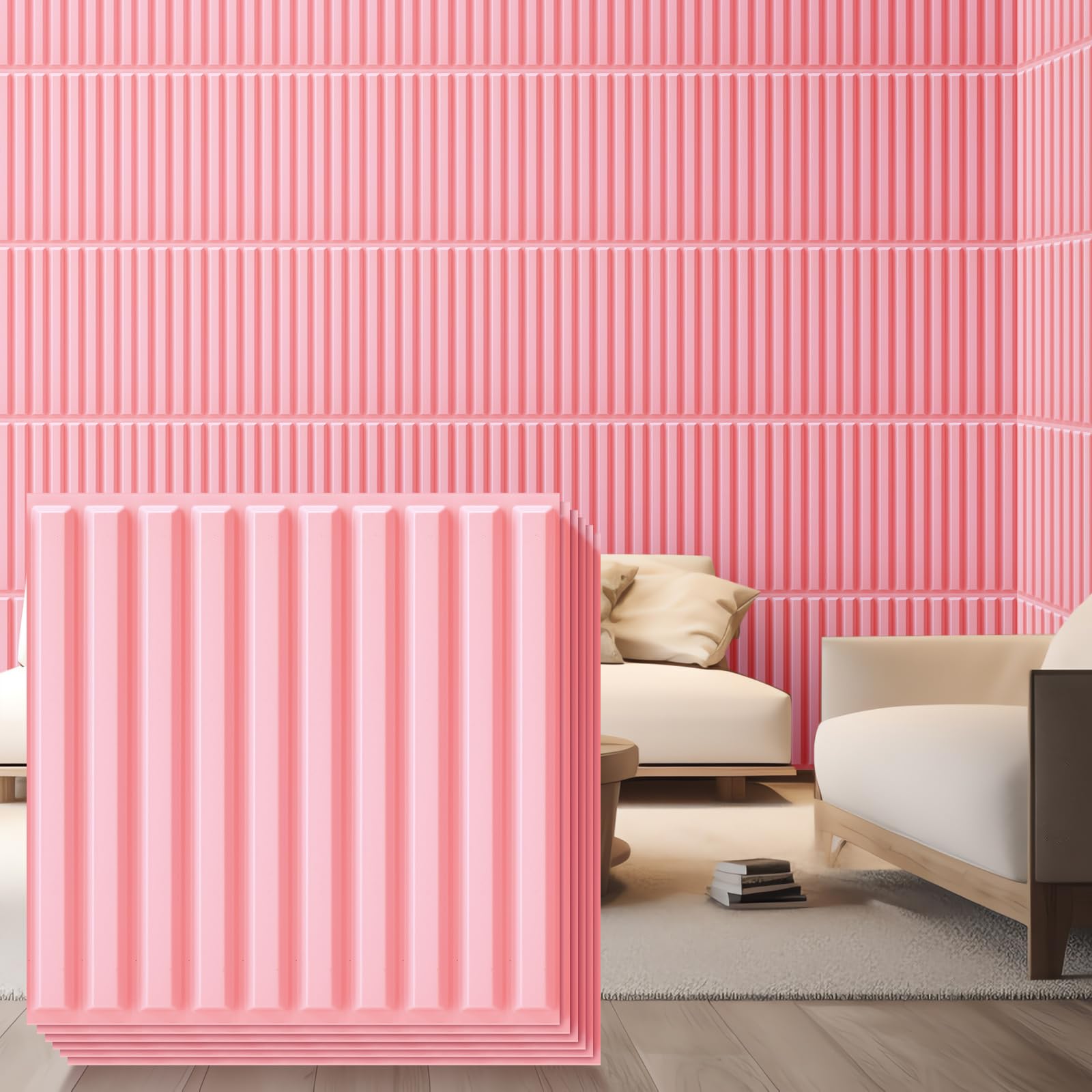 Nuanchu 32 Pcs 3D Slat Wall Panels 12 x 12 Inch PVC Fluted Textured ...