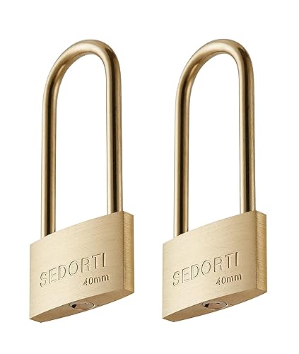 SEDORTI Weather Proof Lock, Keyed Alike Solid Brass Padlocks with Long ...