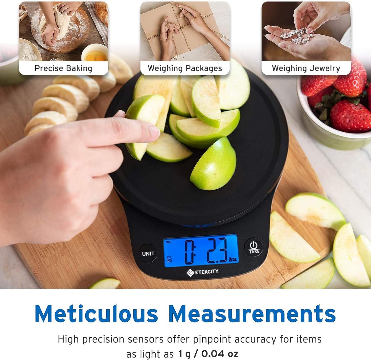 Etekcity Kitchen Scales Digital 0.1g/0.01oz, 5kg/11lb, Food Scale ...