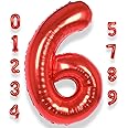 Amazon.com: AULE 40 Inch Big Red 6 Balloon Number Large Foil Helium ...