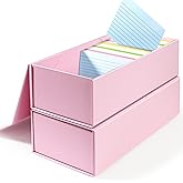 Amazon.com: 3x5 Index Card Holder Pink Card File Box Organizer, Hold ...