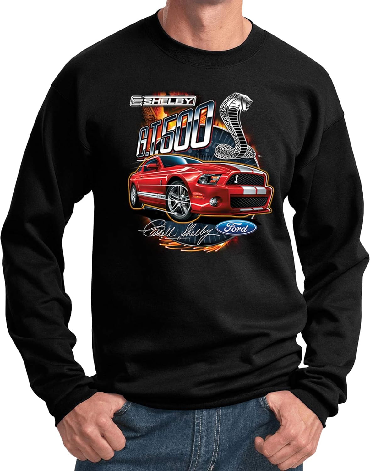 Amazon.com: Ford Mustang Sweatshirt Red Shelby GT500: Clothing