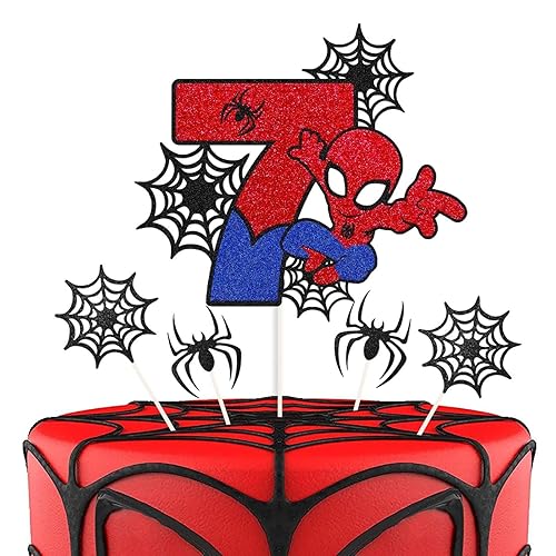 ZHIHUI 7 Pcs Cake Toppers, Superhero Spiderman Happy Birthday Cake ...