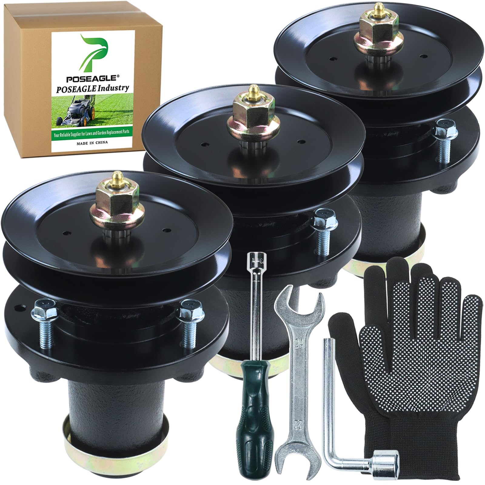 POSEAGLE 3 Pack Pre-Greased 539131898 Spindle with 532153535 Pulley ...