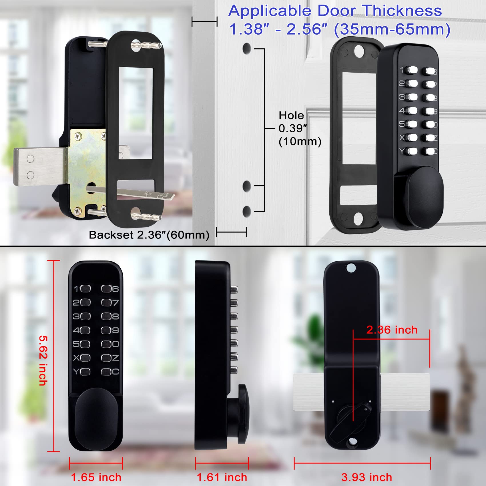 Mua Stainless Steel 100% Mechanical Keyless Entry Door Lock with ...