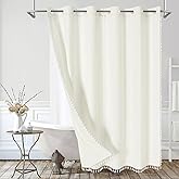 Amazon.com: MitoVilla No Hooks Required Boho Farmhouse Shower Curtain with Snap-in Liner, Cotton ...