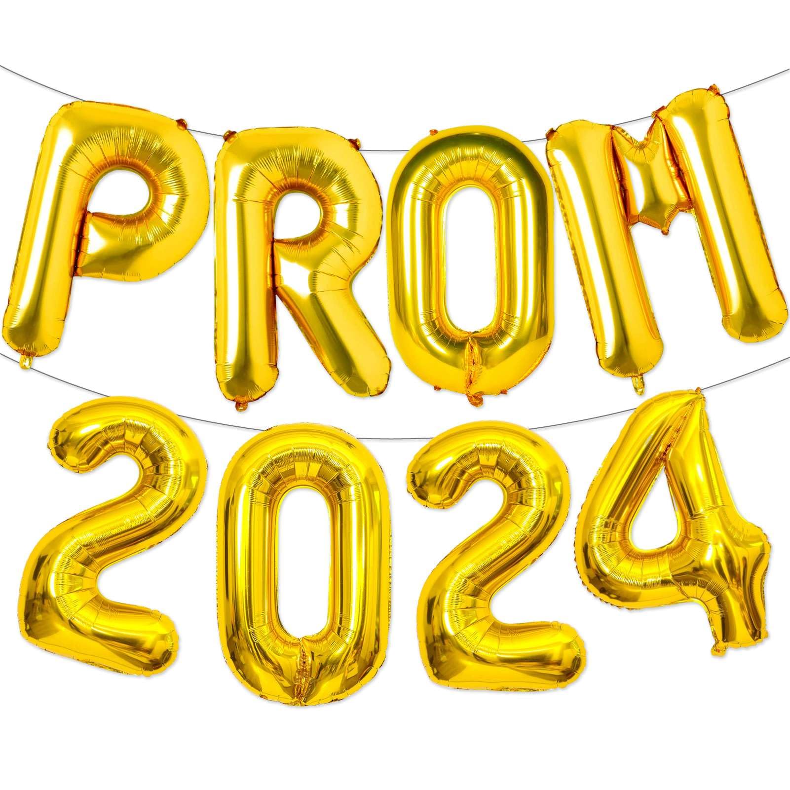 Prom 2024 Balloons Gold 16 Inch, Gold Prom 2024 Graduation Balloons ...