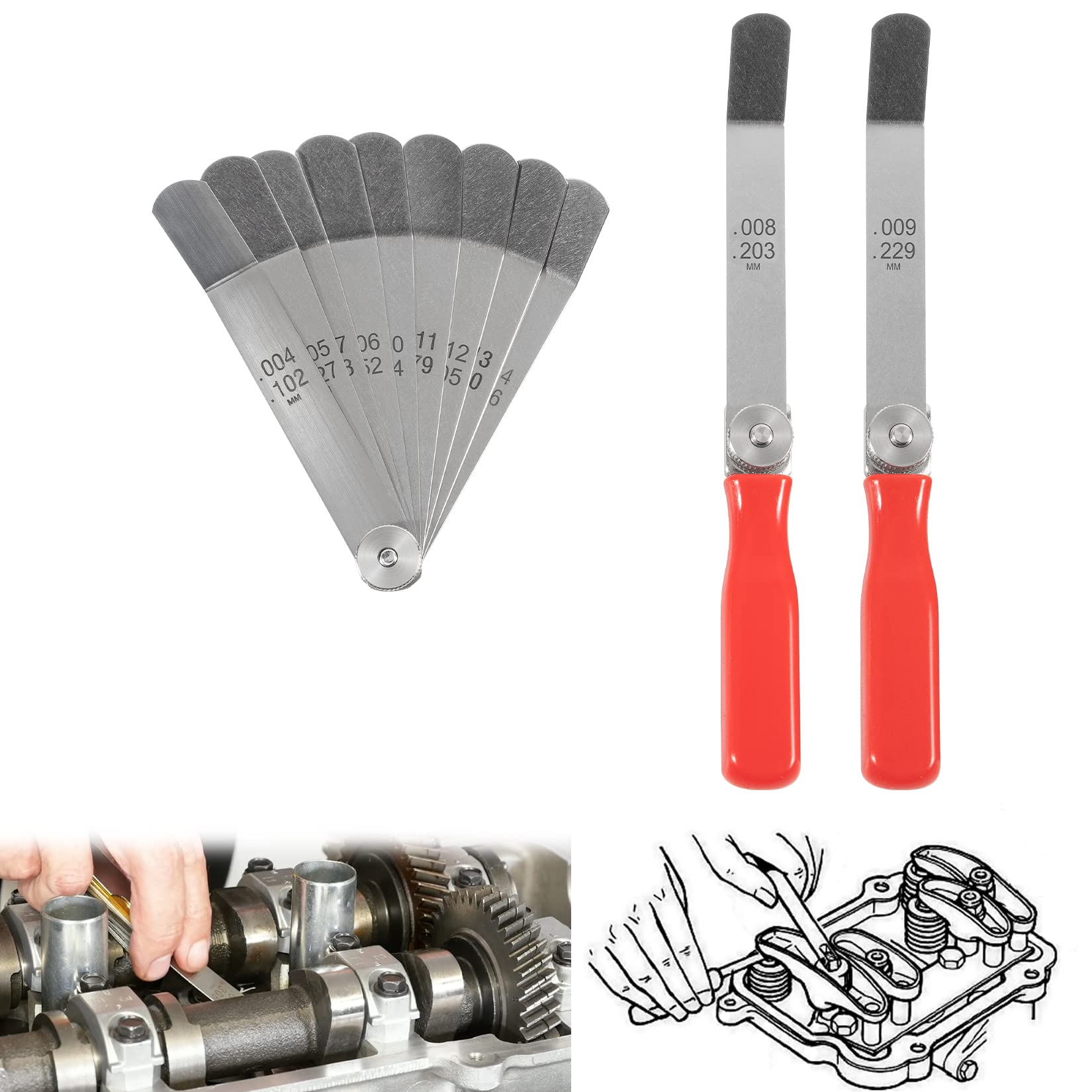 Mua A308 Offset Valve Tappet Gauge Set, 11-Blades Feeler Gauge/Feeler ...