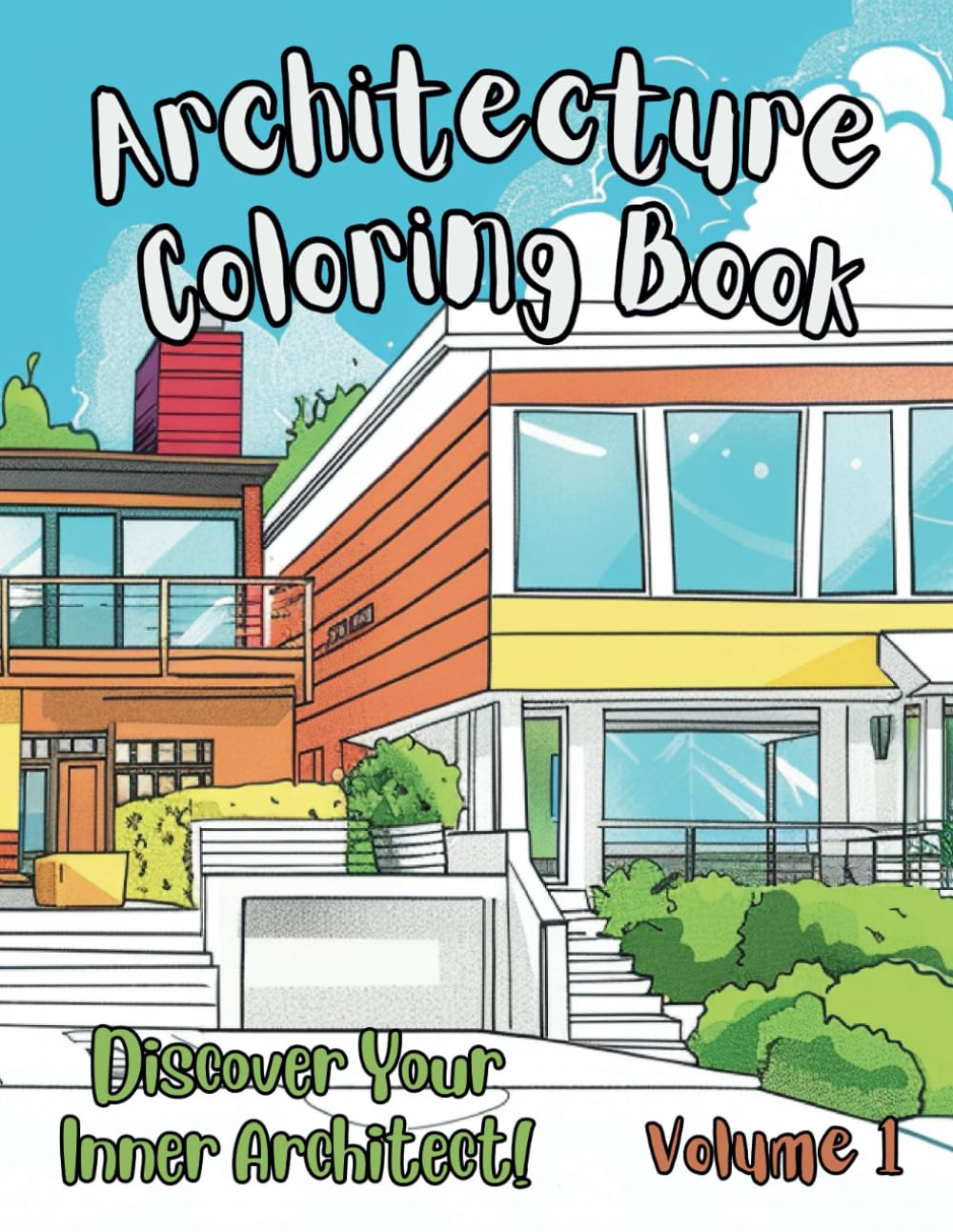 Mua Architecture Coloring Book: Beautiful Houses in Mid-century Modern ...