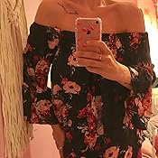 Women's Summer Chiffon Floral Off The Shoulder Tops Casual Shirts ...