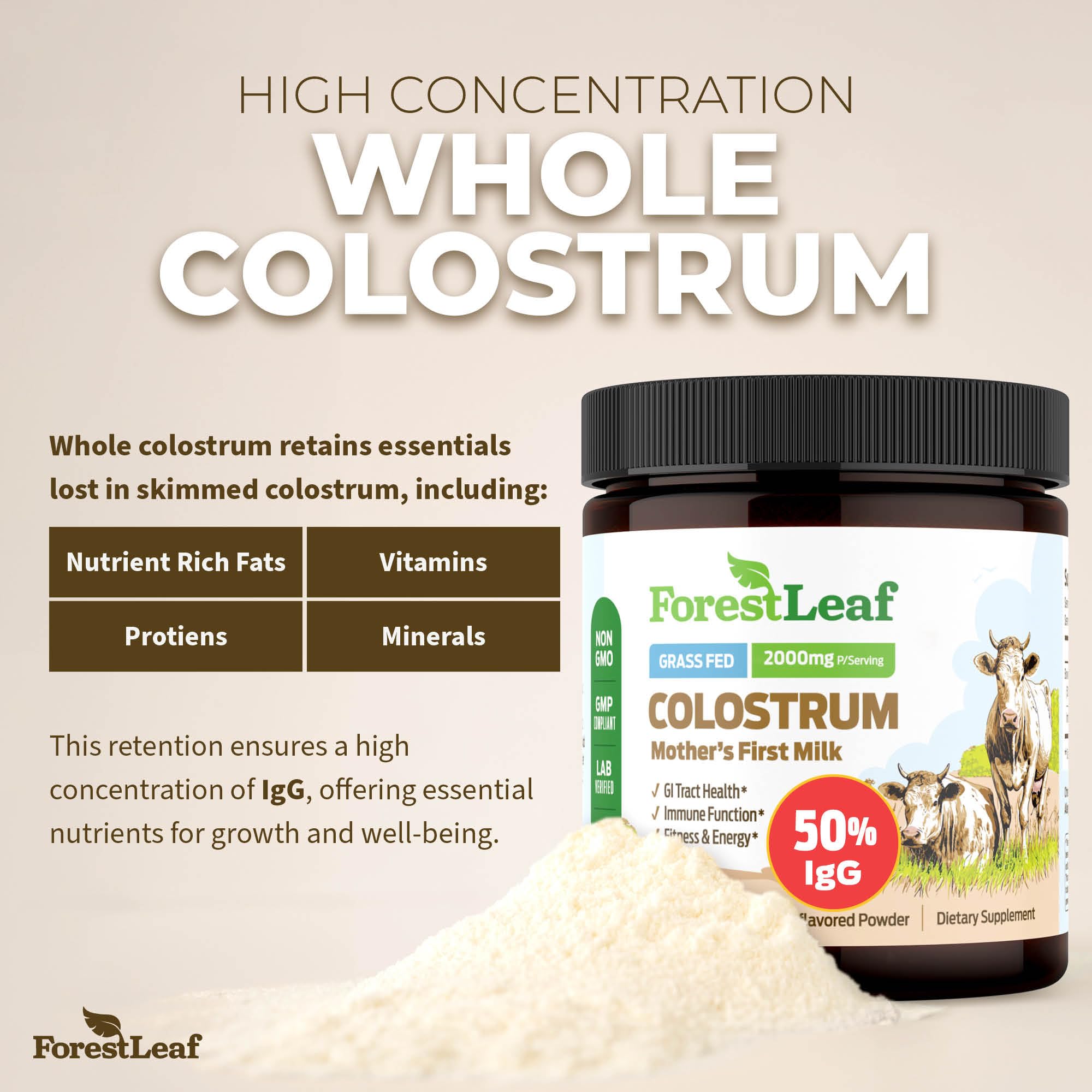 Mua ForestLeaf Colostrum Powder 50% IgG Highest Pure Concentration ...