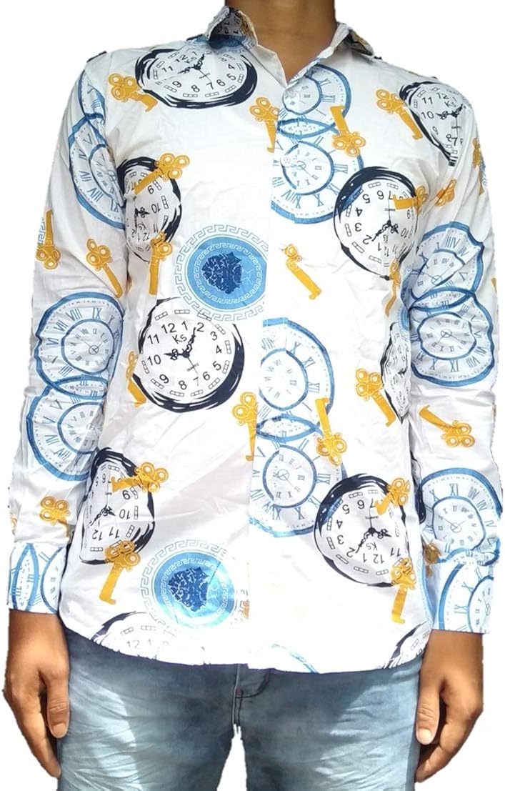 Men Fashion Stylish Cotton Watch Shirt (Large): Amazon.in: Clothing ...