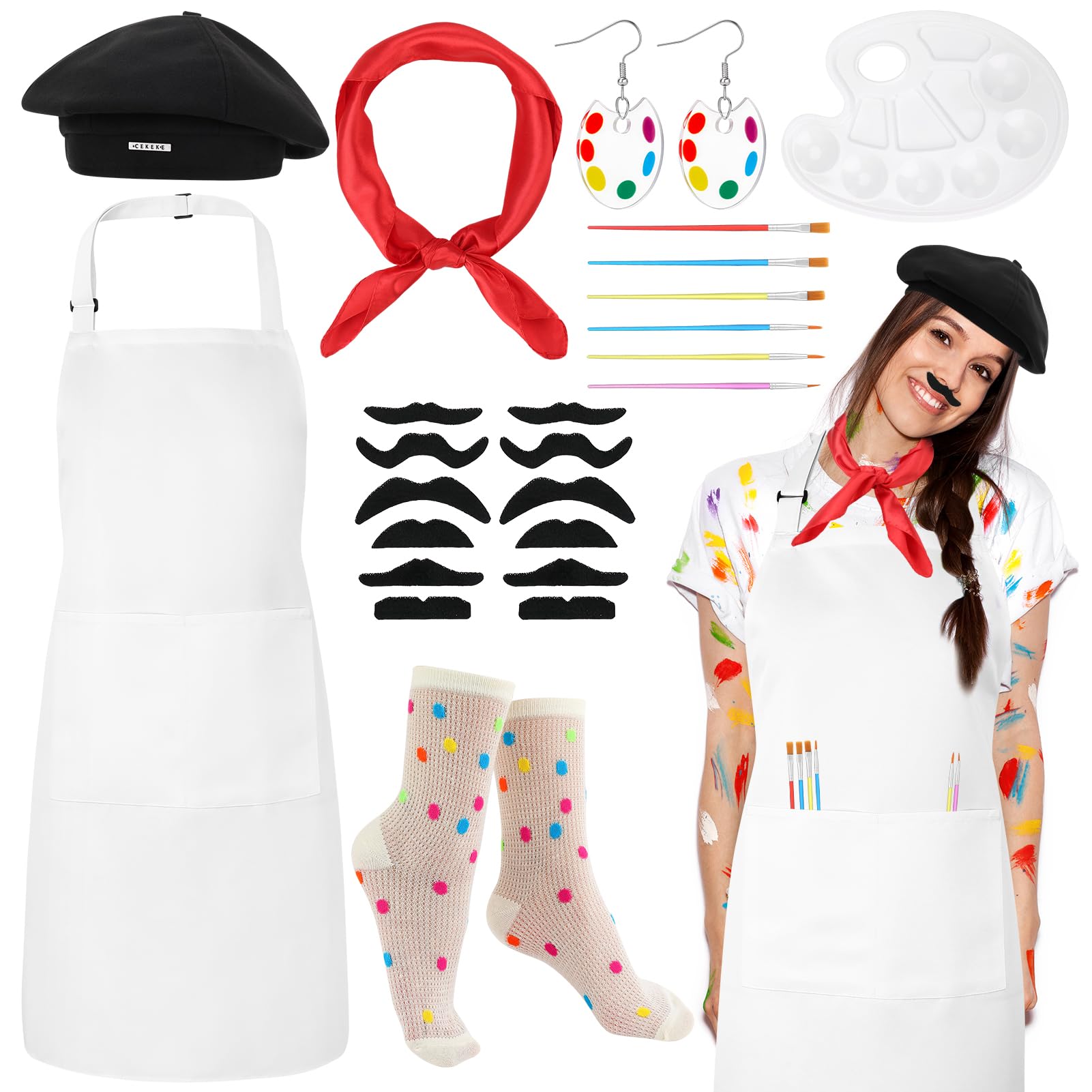 XLSXEXCL Artist Costume for Adults, Painter Dress Up Set with Artist ...
