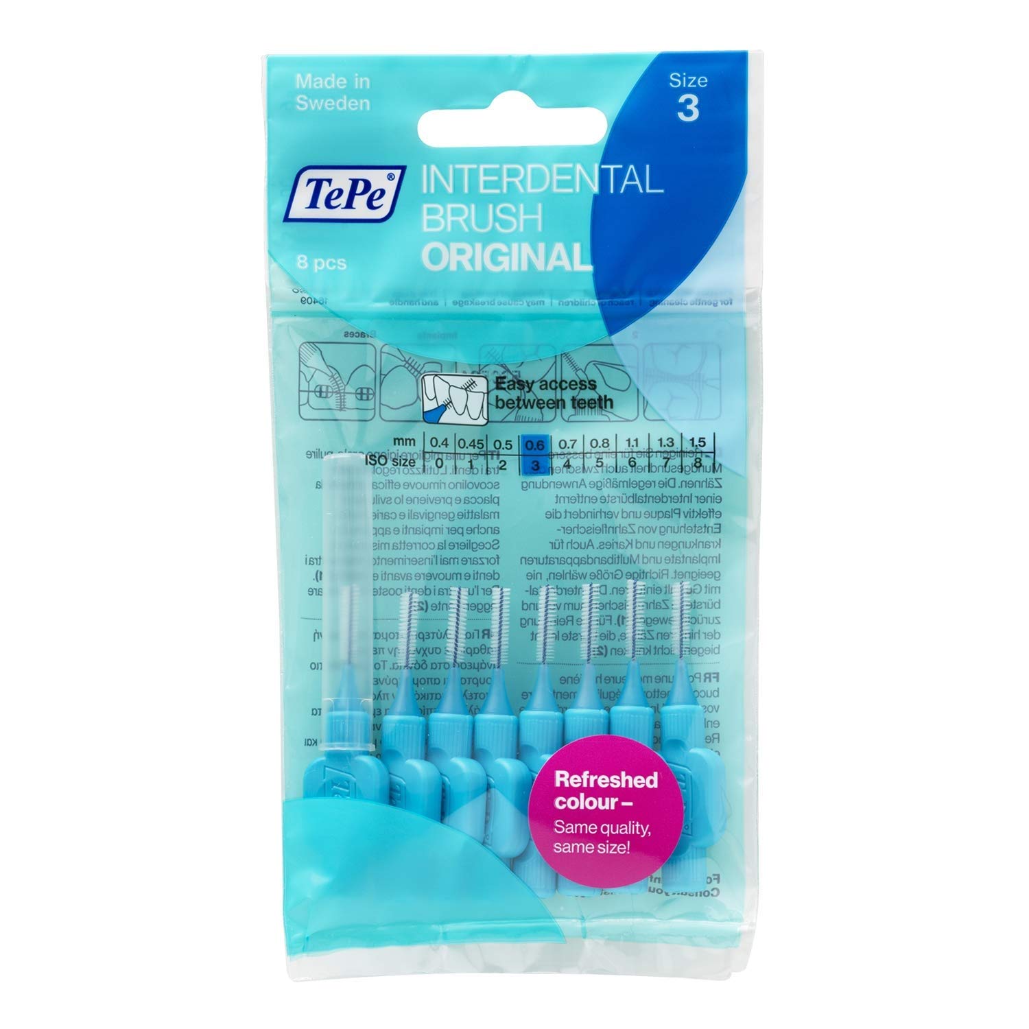 TePe Interdental Brush Original - Blue 0.6mm 8 pack by TePe ...