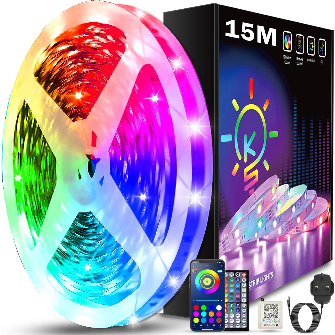Keepsmile 15M Led Strip Lights with Music Sync,Bluetooth Smart App ...