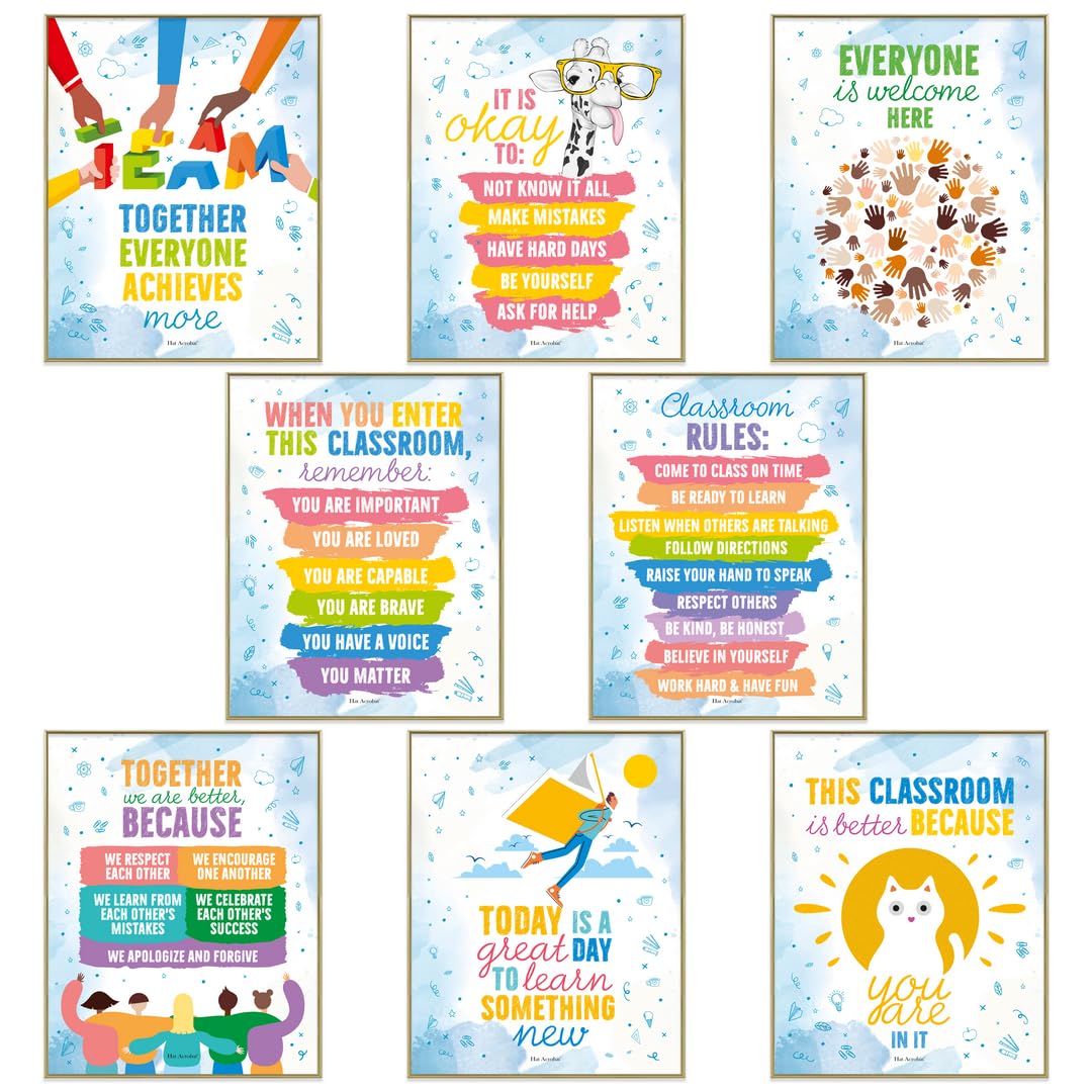 8 Classroom Posters – Classroom Rules Poster Set for Modern and Retro ...