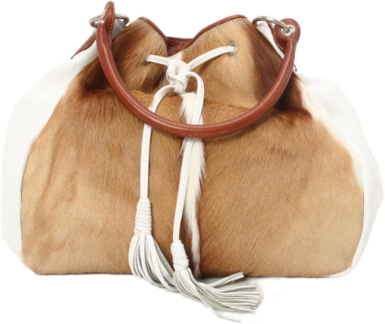 Luxury African Springbok Skin Leather Handbag - Jabulani White ...