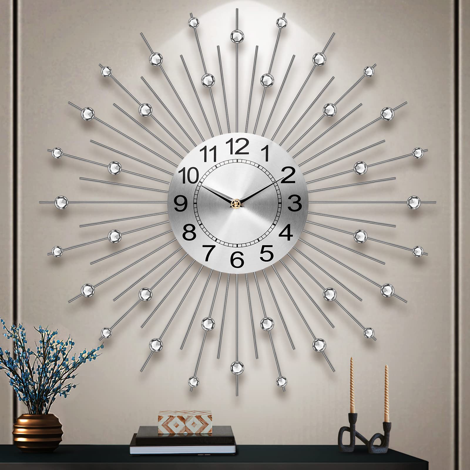 Large Wall Clock for Living Room, Modern Silent Wall Clocks Battery ...