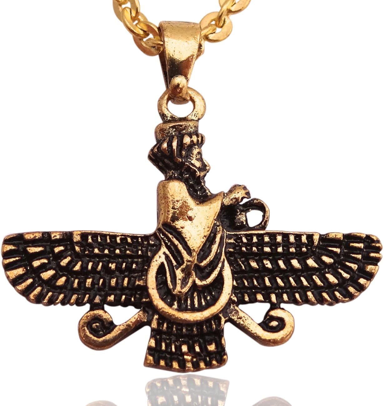 Amazon.com: Asoodehdelan Small Double Sided Gold Pt Farvahar Necklace ...