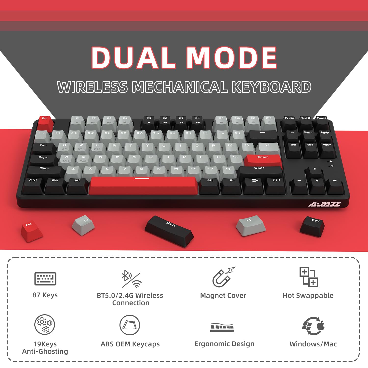 Mua MAGIC-REFINER Wireless Mechanical Keyboard, 87 Keys TKL Hot ...