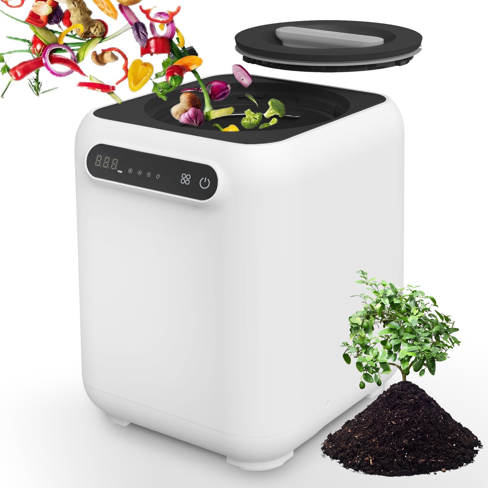 Electric Composter for Kitchen,3L Smart Indoor Compost Bin with Touch ...