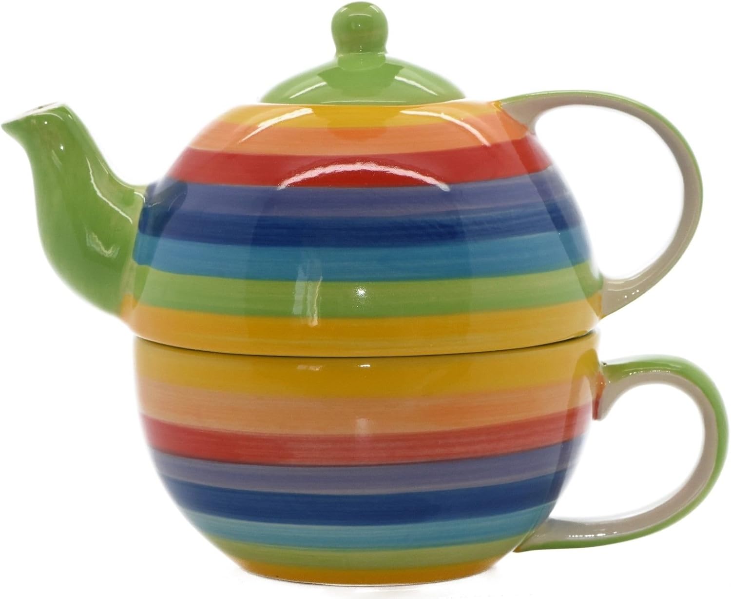 Windhorse Rainbow Striped Tea for one set. Cup and teapot 400 ...
