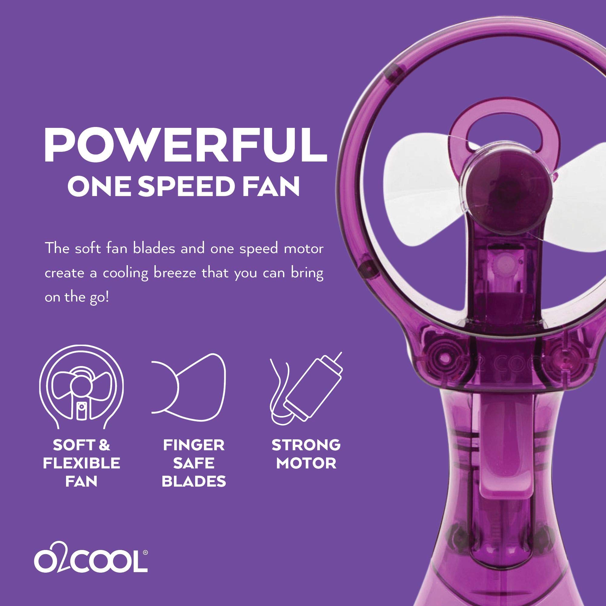 O2COOL Deluxe Handheld Battery Powered Water Misting Fan (Purple) on ...