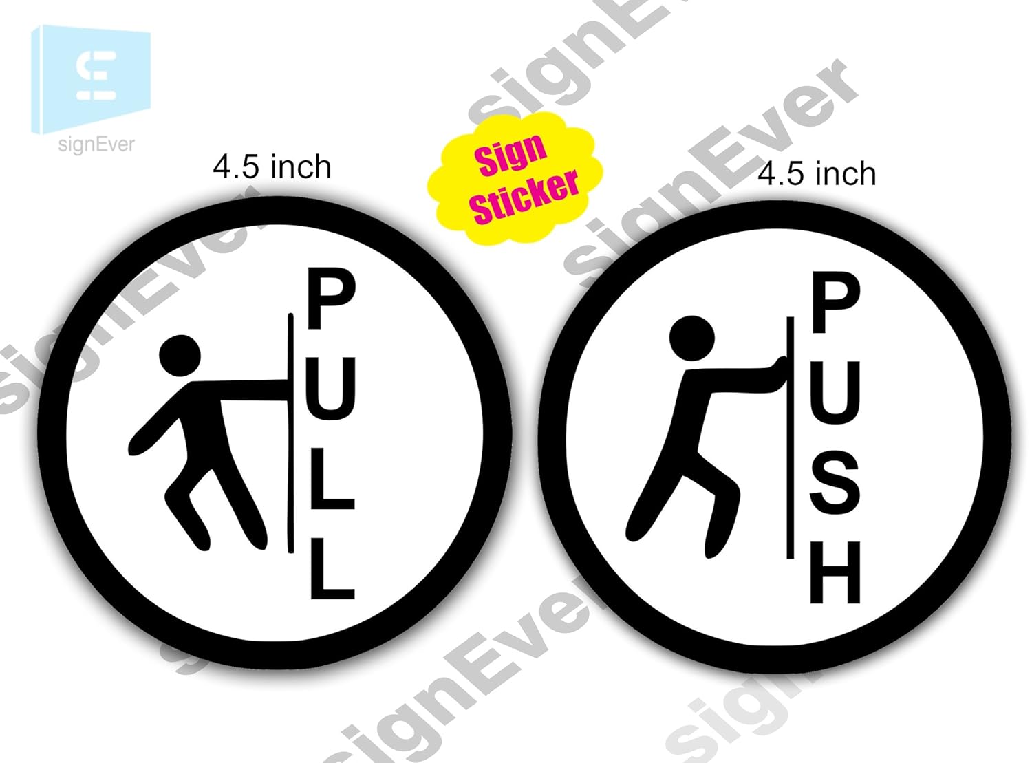 SIGN EVER Logo Type Push Pull Stickers for Glass Doors Die Cut Black ...