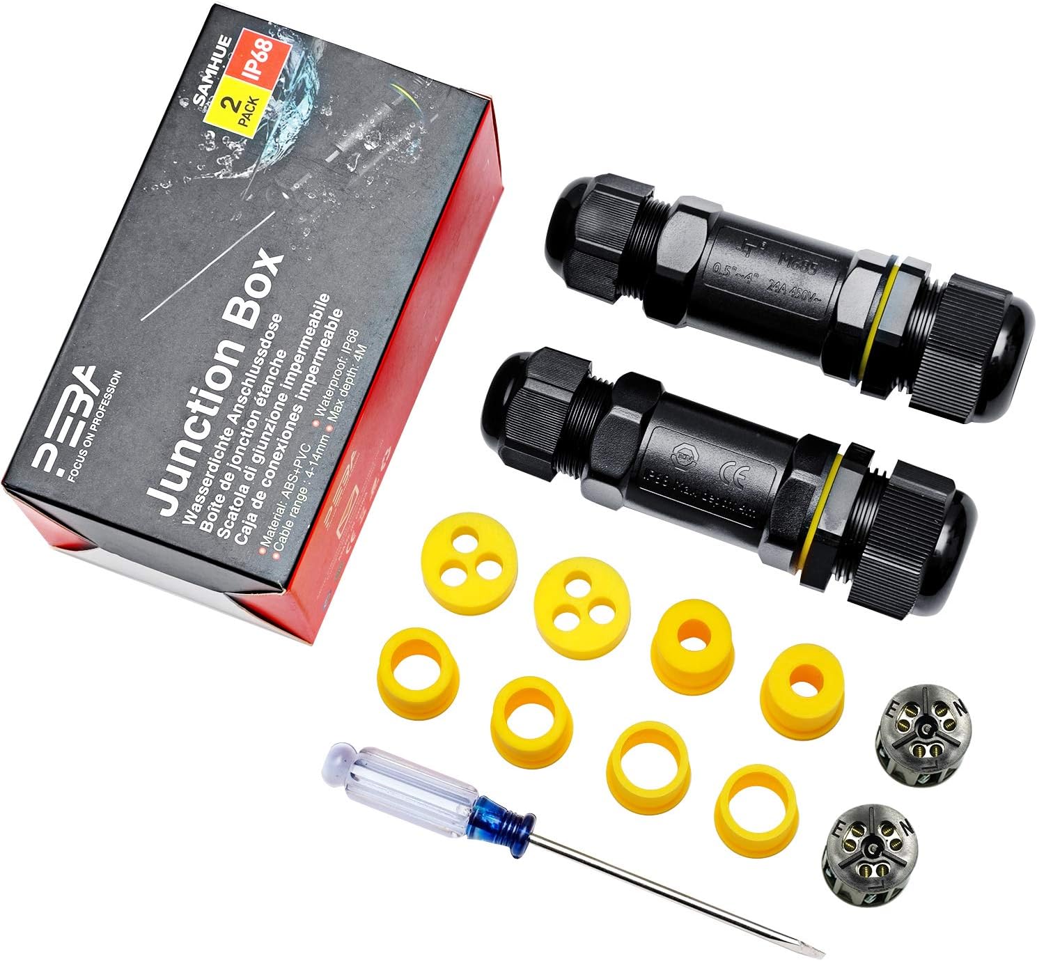 Cajas de conexiones a prueba de agua Caja de conexiones IP68 de 4 vías Conector de 3 clavijas ...