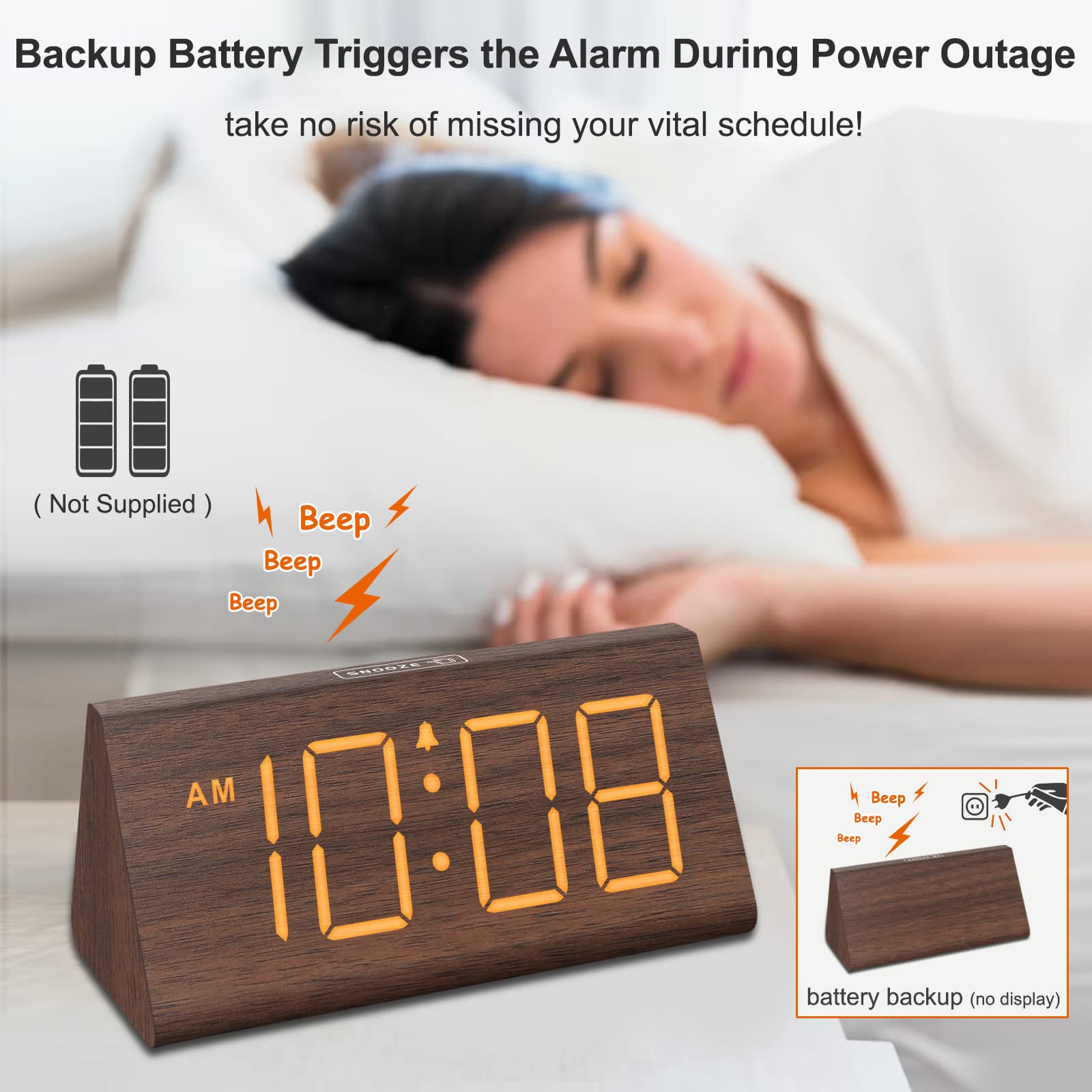 Mua DreamSky Wooden Digital Alarm Clocks for Bedrooms - Electric Desk ...