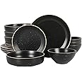 Amazon.com | Gibson Home Dinah 16 Piece Double Bowl Stoneware Embossed Speckled Dinnerware Set ...