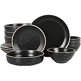 Amazon.com | Gibson Home Dinah 16 Piece Double Bowl Stoneware Embossed Speckled Dinnerware Set ...