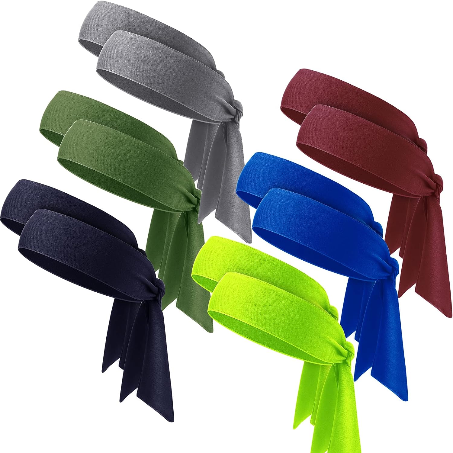 Tarpop 12 Pieces Tennis Tie Headband Karate Head Ties Sweat Wicking ...