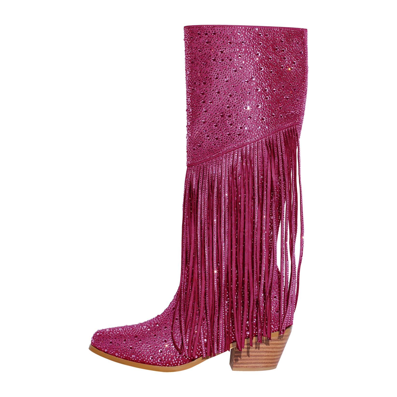 Richealnana Calf High Knee High Boots for Women Sparkle Rhinestones ...