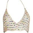 Amazon.com: Sexy Women's Gold Body Chain Bikini Jewelry Chest Chain ...
