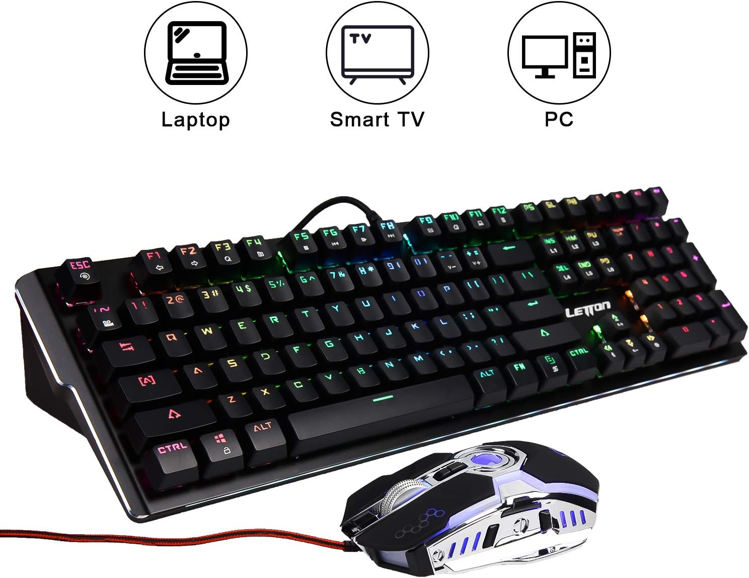 LETTON Gaming Keyboard and Mouse Combo, 108 Keys RGB: Amazon.co.uk ...