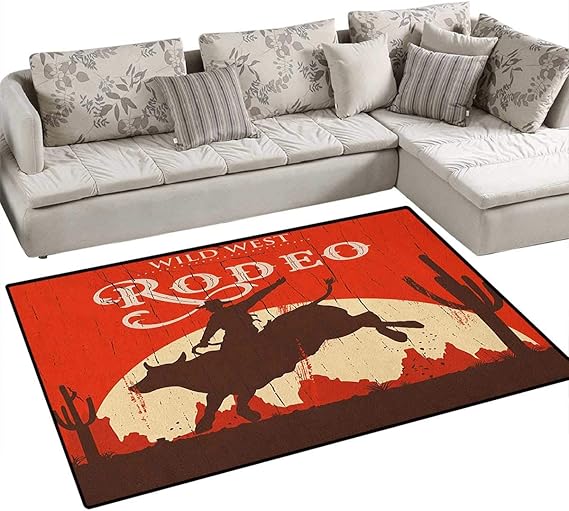 Vintage,Carpet,Rodeo Cowboy Riding Bull Wooden Old Sign Western ...