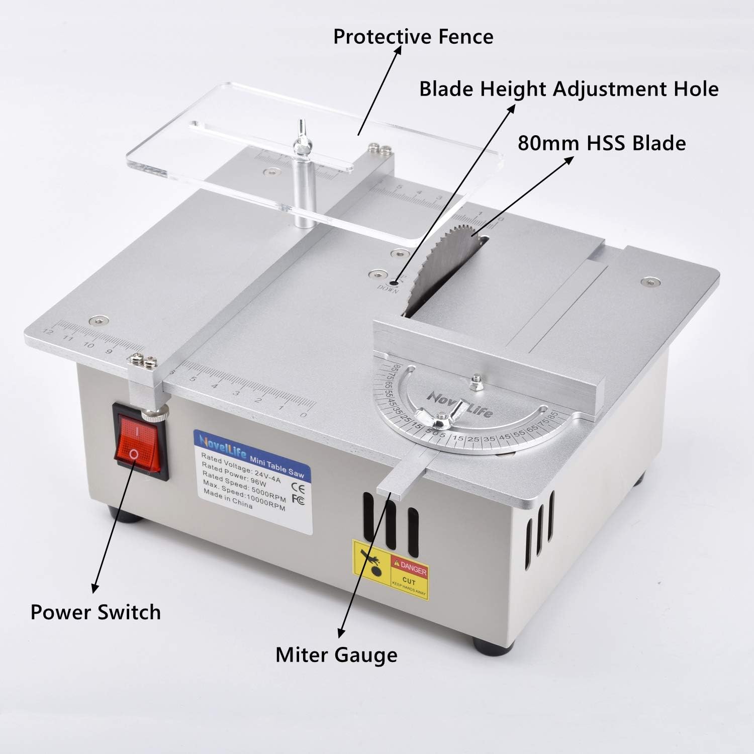 NovelLife Mini Hobby Table Saw with Miter Gauge,3 Inch HSS Circular Saw ...