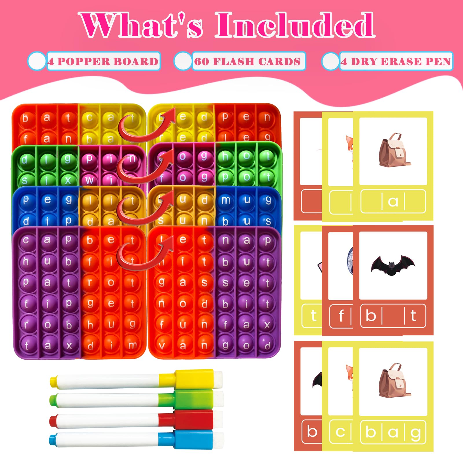 Mua CVC Word Games, Word Popper Fidgety Board Sight Words Flash Cards ...