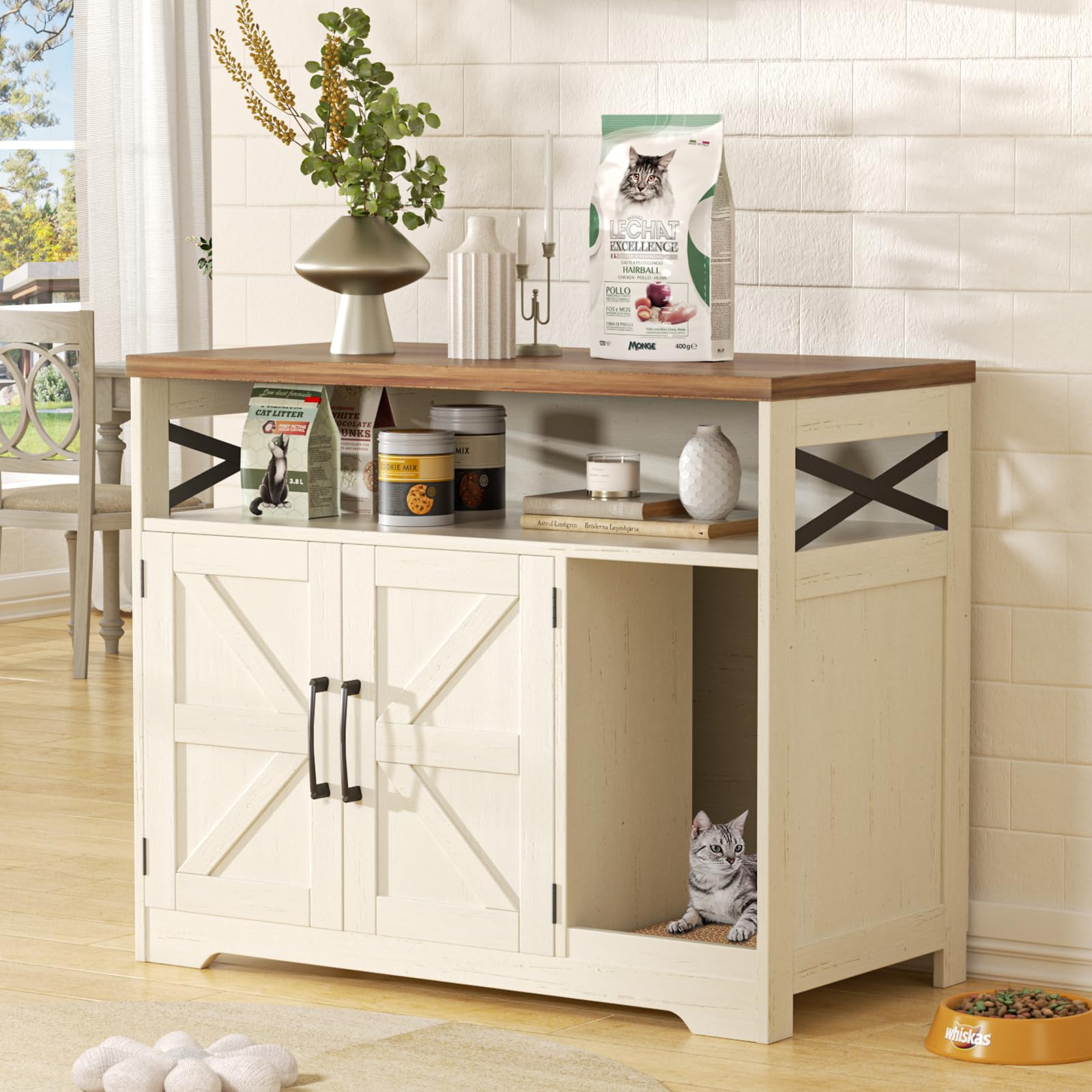 Halitaa Cat ter Box Enclosure,Hidden Litter Box Furniture Cat Washroom ...